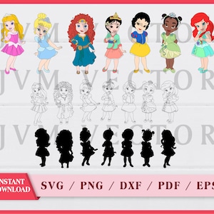 Baby Princess Vector SVG Bundle, Clipart, Eps, Png, Dxf, Pdf, Layered ...