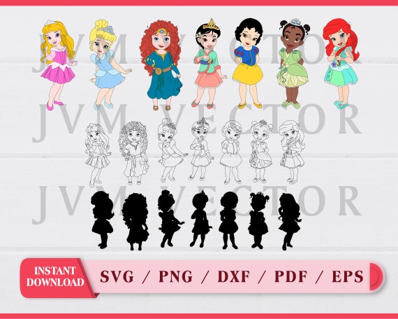 Baby Princess Vector SVG Bundle Clipart Eps Png Dxf Pdf | Etsy
