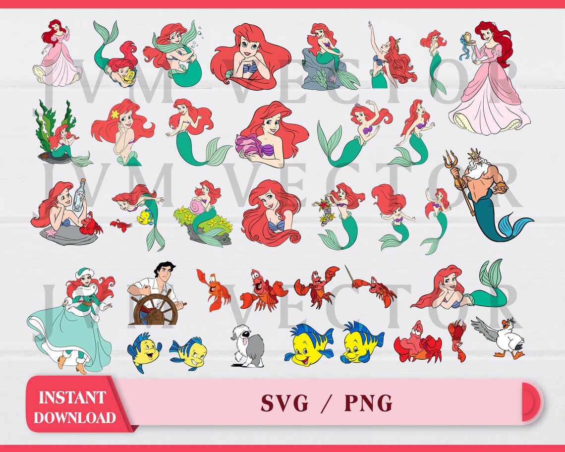 Mermaid Vector SVG Bundle, Clipart, Png, Layered Digital File - Etsy