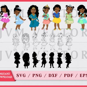 Baby Princess Vector SVG Bundle, Clipart, Eps, Png, Dxf, Pdf, Layered ...