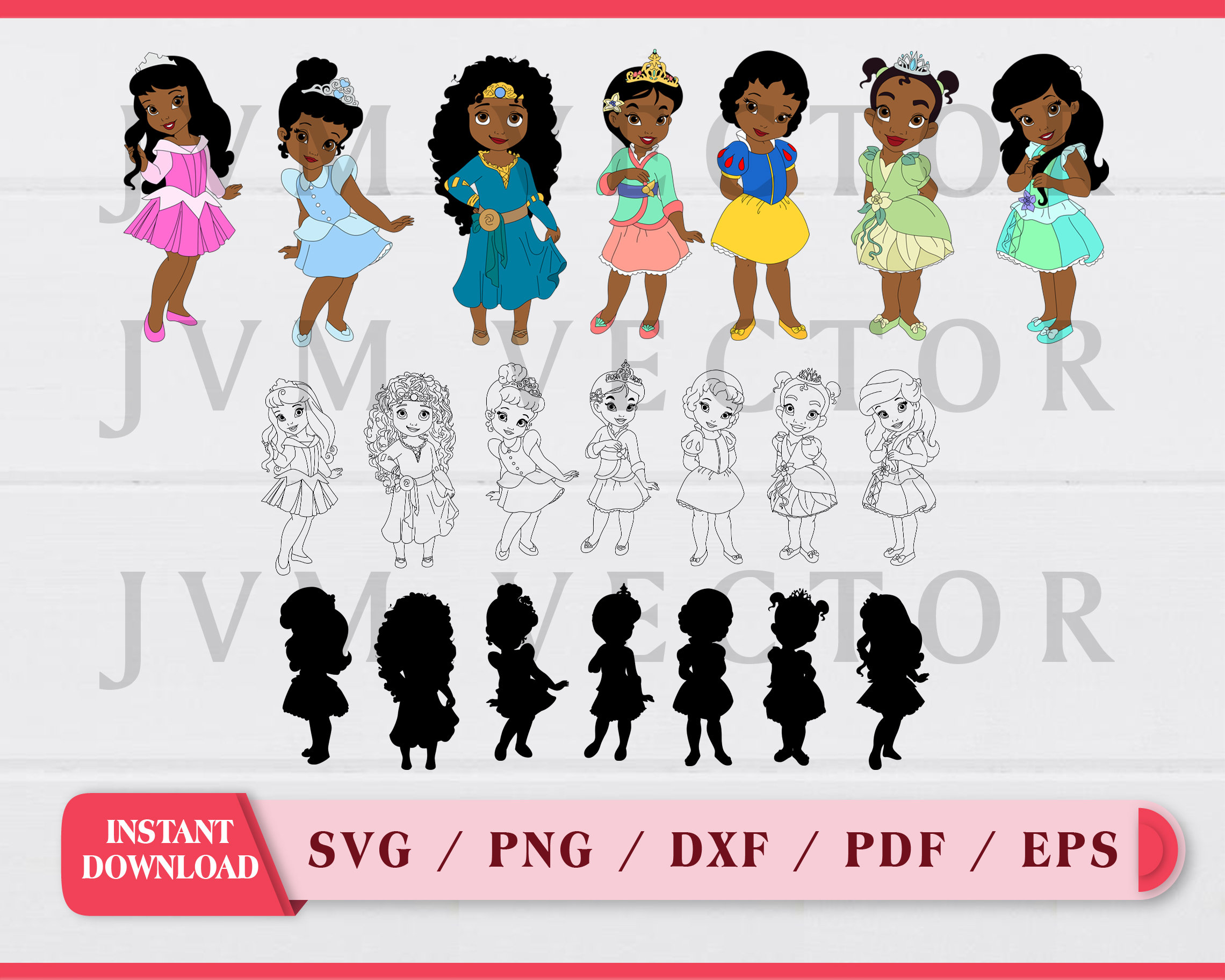 Baby Princess Vector SVG Bundle Clipart Eps Png Dxf Pdf | Etsy