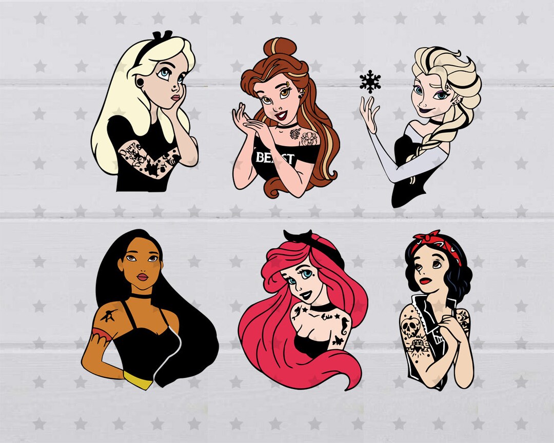 Punk Princess Vector SVG Bundle, Clipart, Eps, Png, Dxf, Pdf, Layered ...