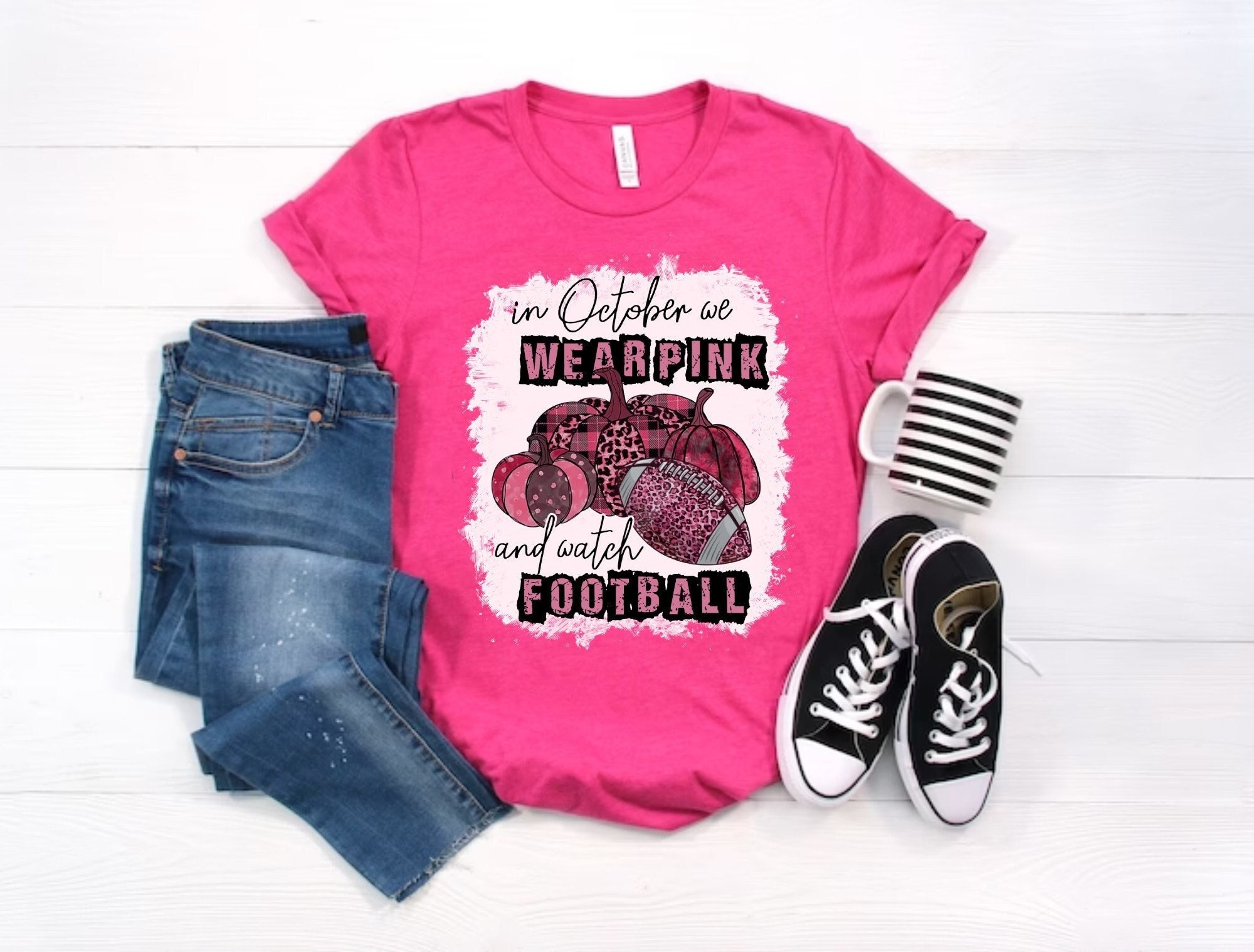 In October We Wear Pink and Watch Football Shirt Breast - Etsy