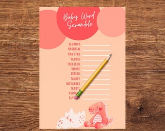 Pink Silver, Baby Shower Games, Baby Word Scramble Game, Printable Baby ...