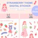 Cute Strawberry Digital Stickers | Strawberry Digital Sticker ...