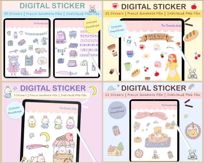 Cute Ultimate Mega Digital Sticker Bundle Which is Precropped for ...