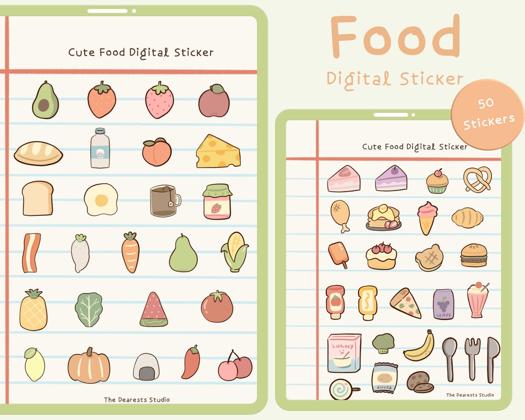 Cute Food Digital Sticker Which is Precropped for Goodnotes & Digital ...