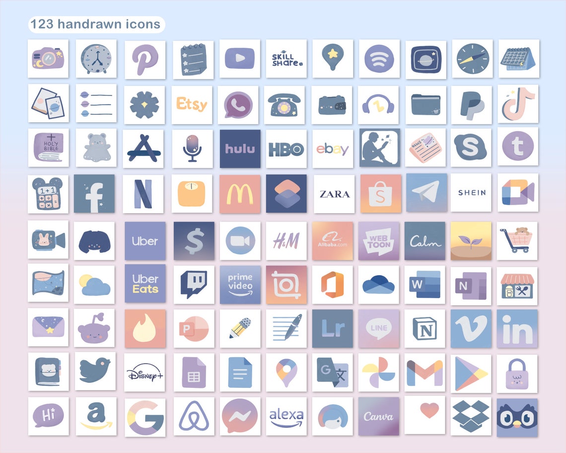 Cute Magical Galaxy Hand Drawn Icon Pack With Wallpapers - Etsy