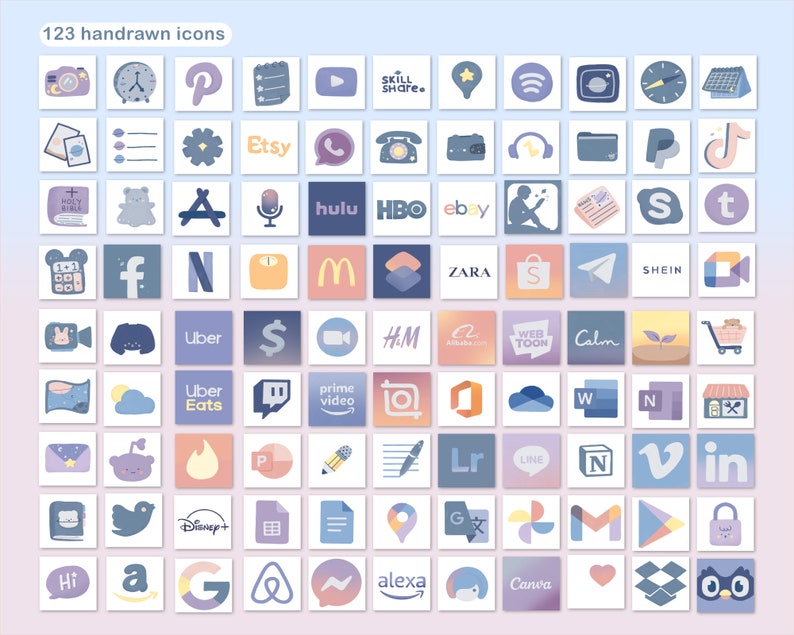 Cute Magical Galaxy Hand Drawn Icon Pack With Wallpapers - Etsy