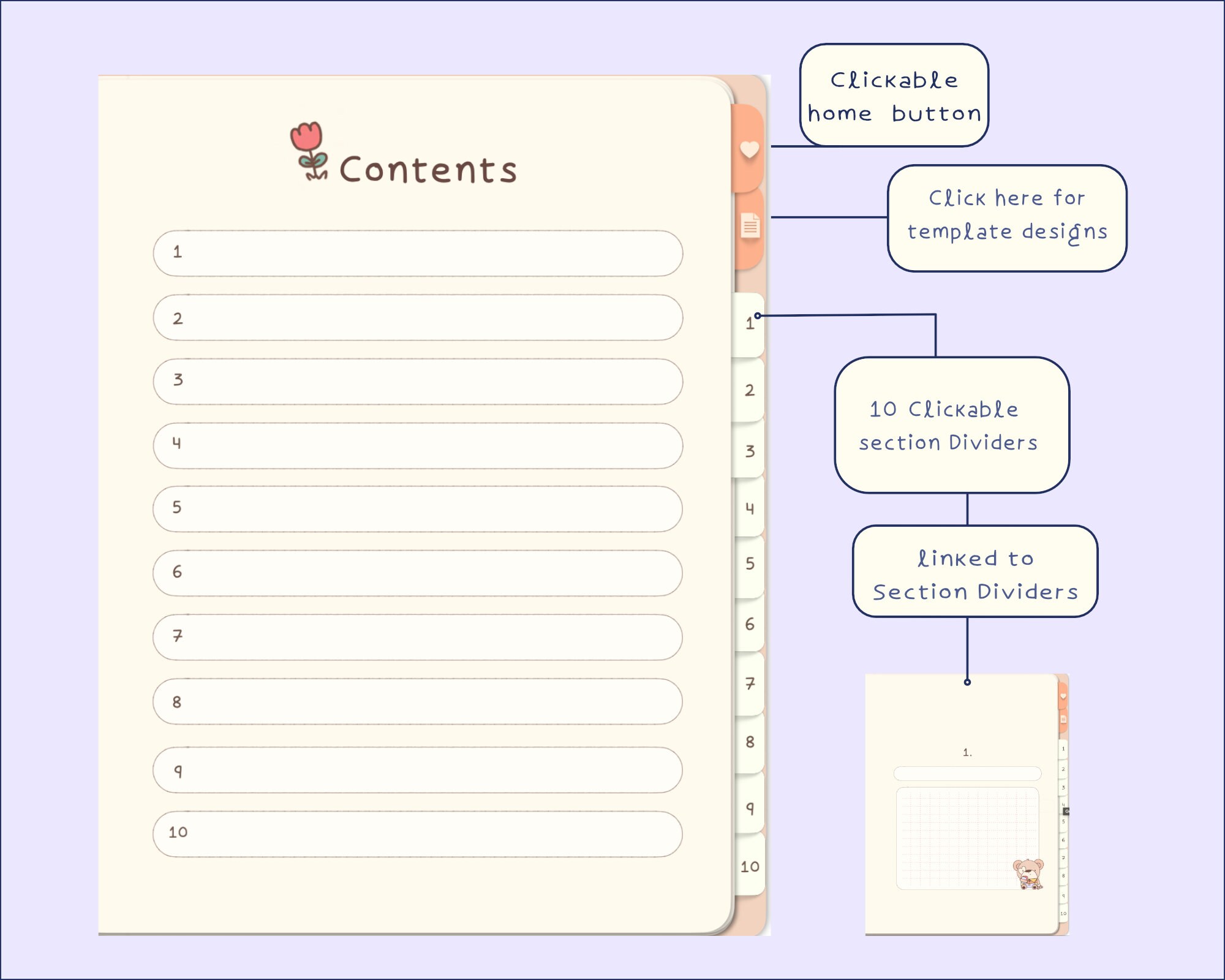 Cute Bear Digital Notebook Goodnotes Notebook Student - Etsy