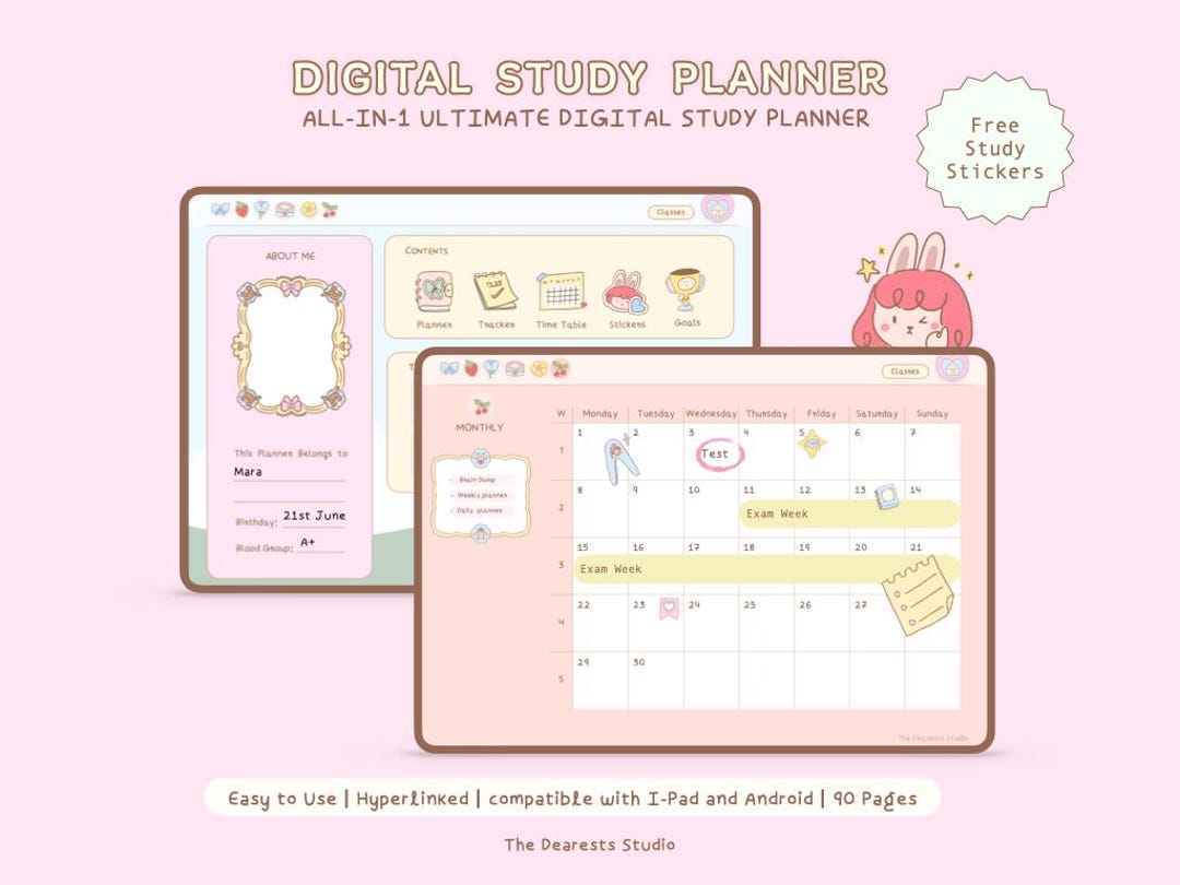 Cute Pastel Themed Study Planner - Your Ultimate Academic Companion ...