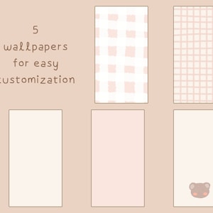CUTE COZY BEAR Hand Drawn Icon Set With Matching Wallpaper | Cute Beige ...