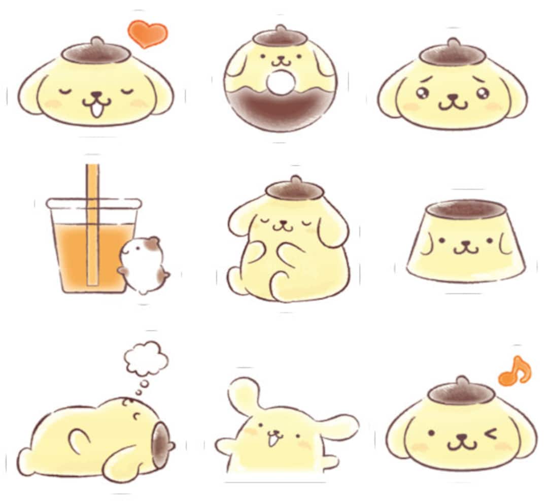 Sanrio Pompompurin Stickers, Pack of 9 - Etsy