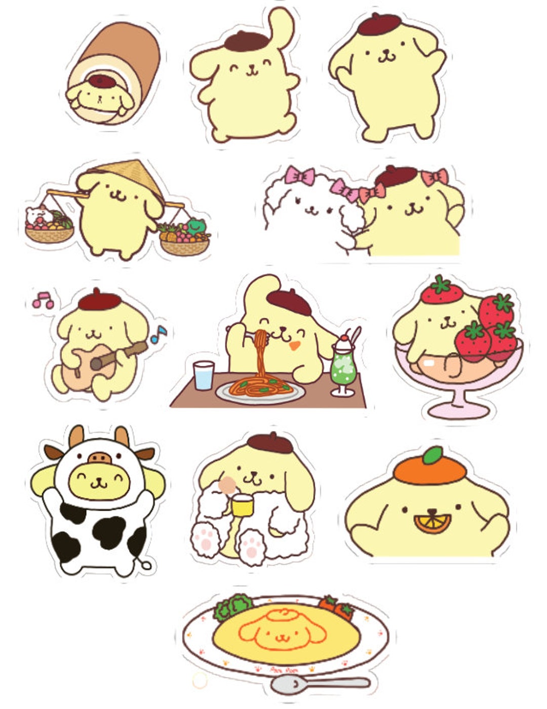 Pompompurin Sanrio Stickers, Pack of 12 - Etsy