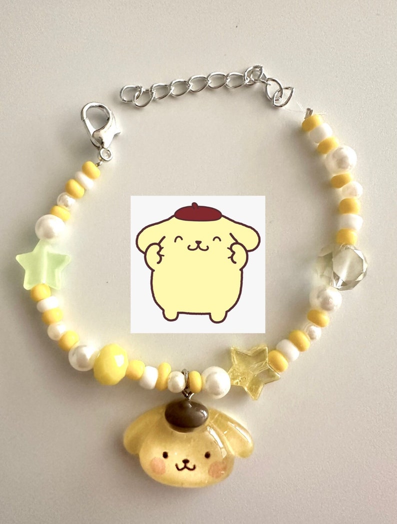 Pompompurin Bracelet Yellow Beaded Pompompurin Sanrio Bracelet With ...