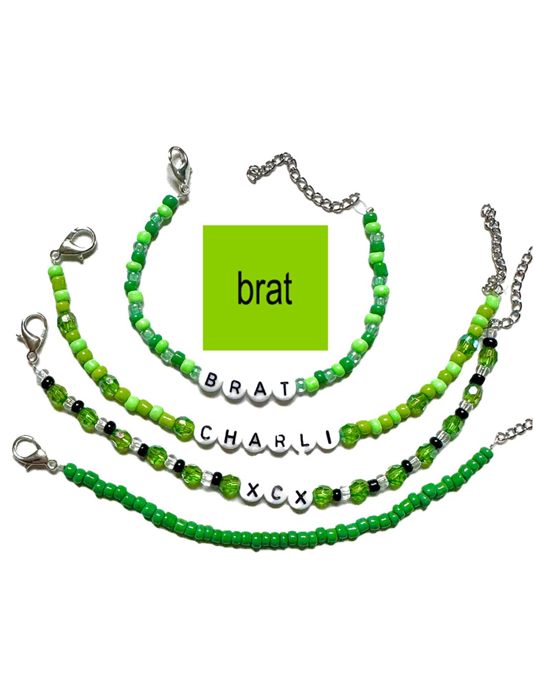 Charli Xcx Brat Rave / Concert Bracelets, Set of 4 Bracelets Handmade ...
