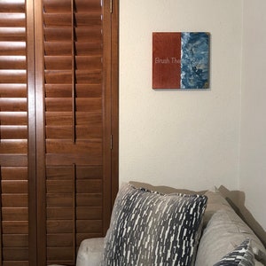 Split Wood Canvas, Half Stained Wood and Half an Acrylic Pour Painting ...