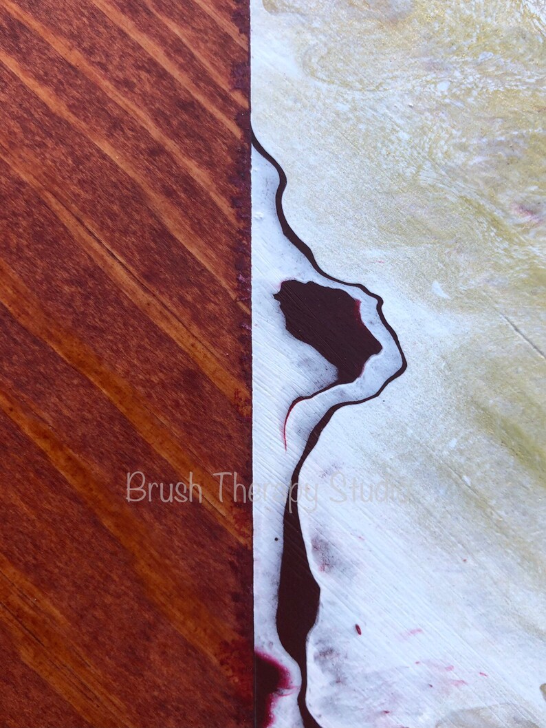 Split Wood Canvas, Half Stained Wood and Half an Acrylic Pour Painting ...