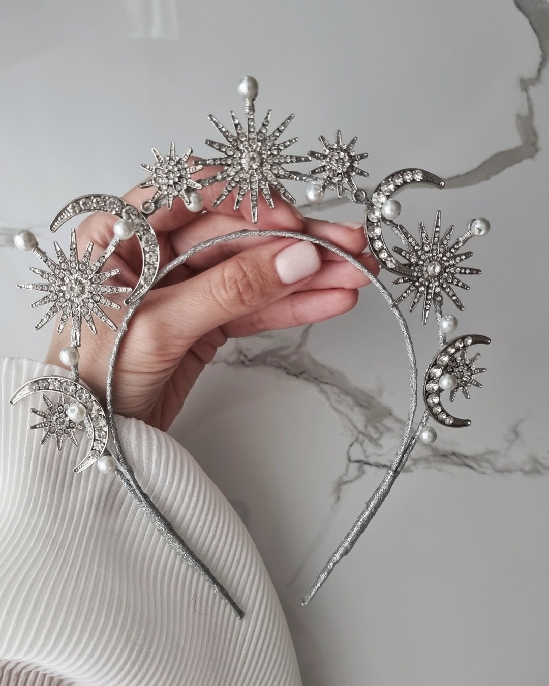 Silver Star Tiara. Celestial Headpiece. Silver Halo Crown. - Etsy