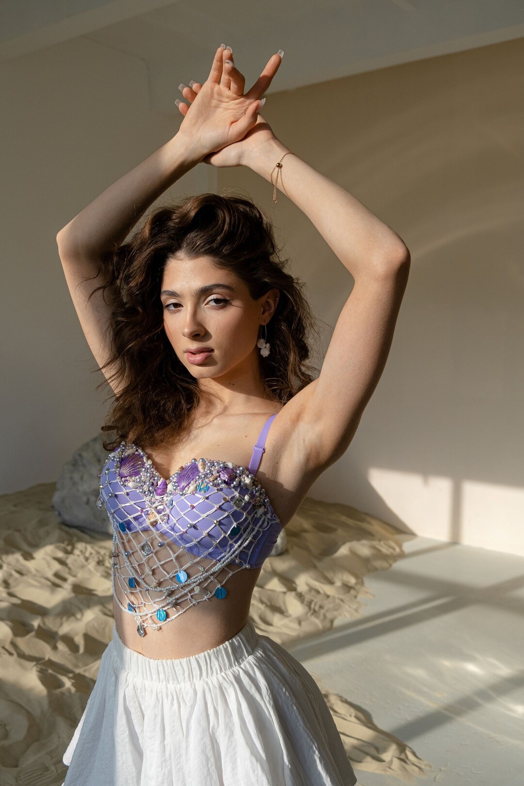 Purple Mermaid Bra 32-34B Seashell Bra With Net. Halloween Ariel Costume. - Etsy