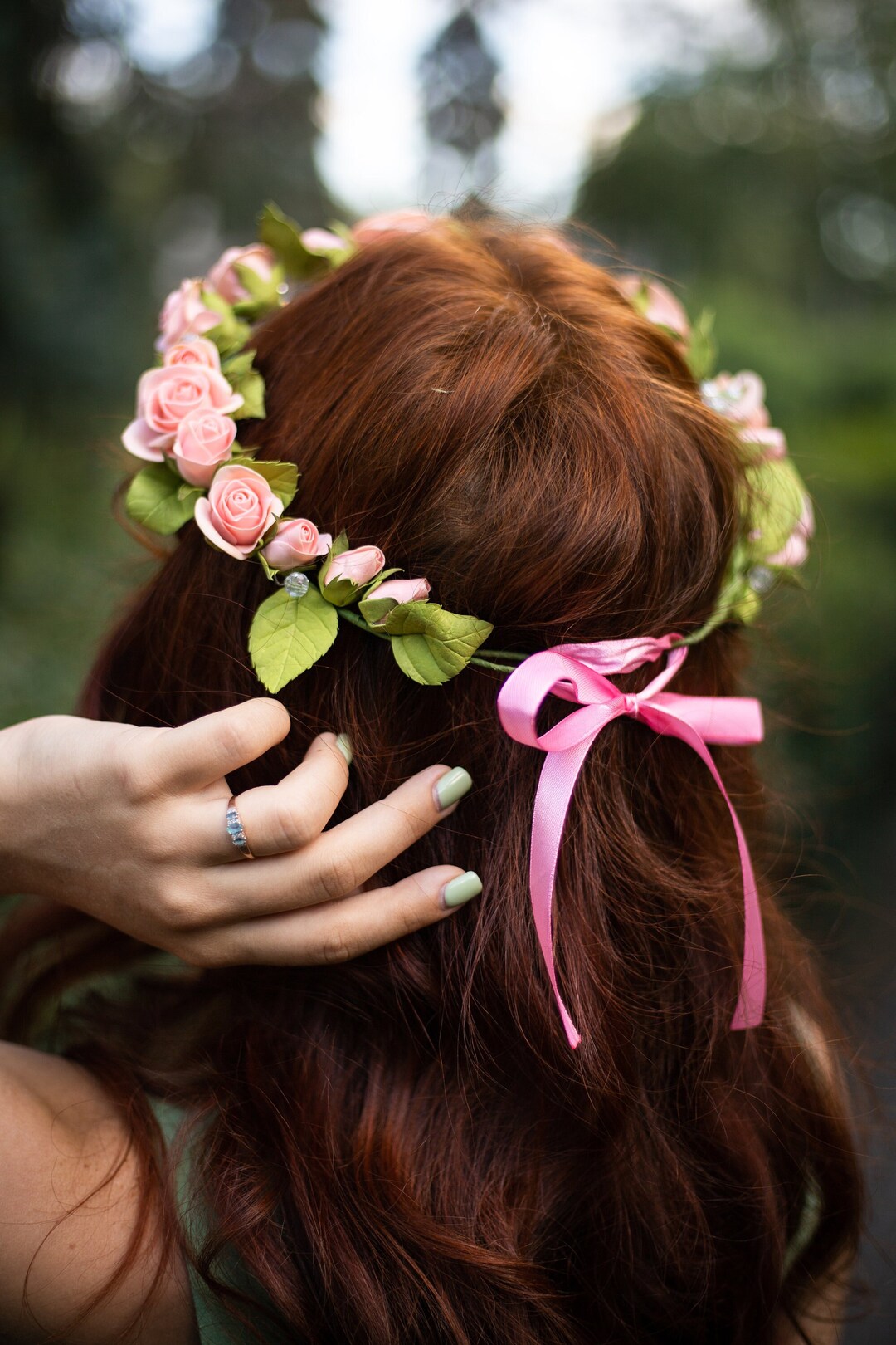 Peach Rose Flower Crown, Bridal Flower Crown, Dainty Flower Crown ...