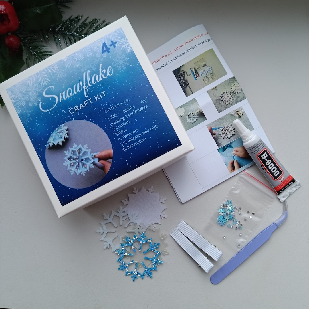 Snowflake Craft Kit for Kids or Adults. Do It Yourself Kits of Glitter ...