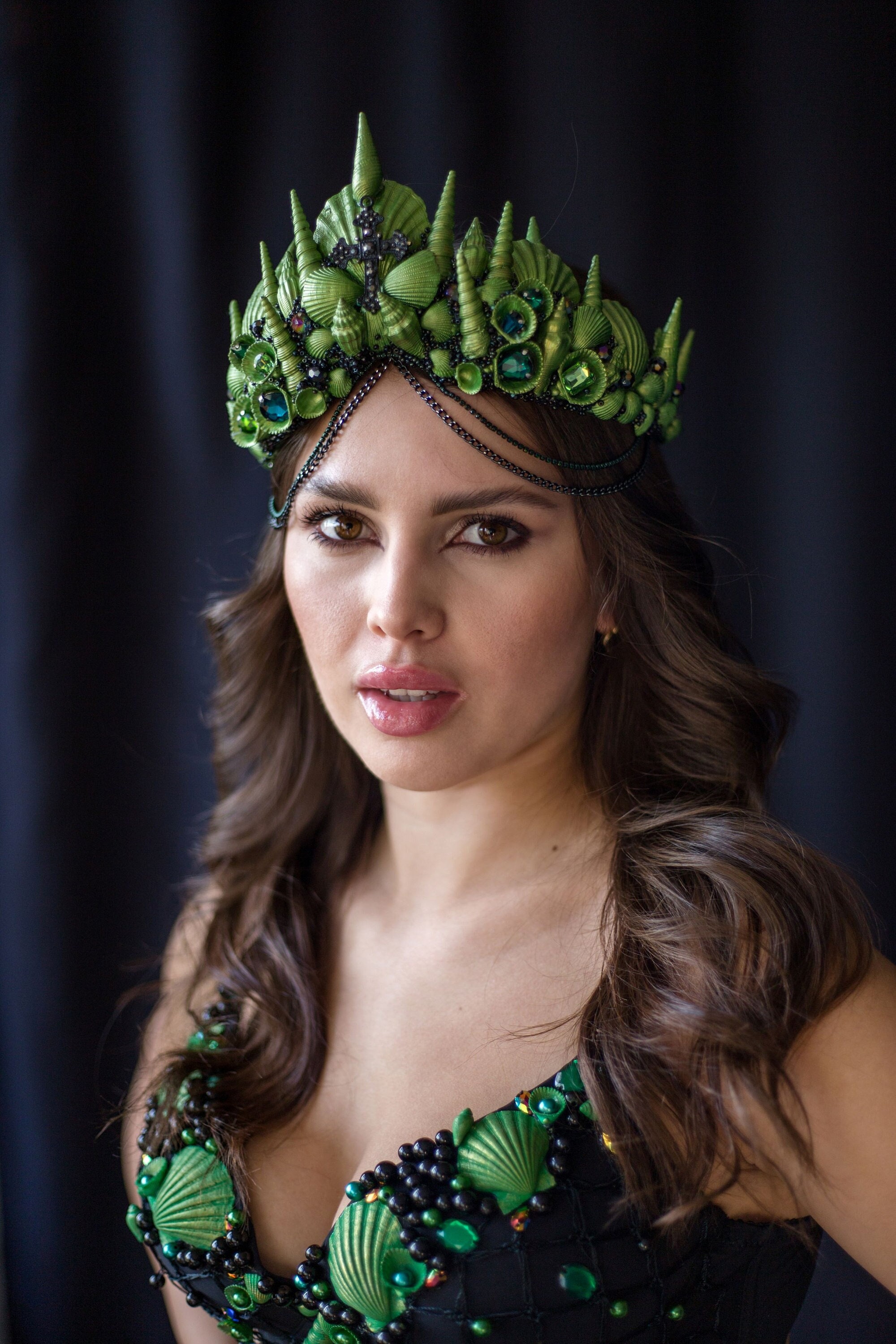 Halloween Headpiece Green Mermaid Crown Adult, Gothic Ariel Siren ...
