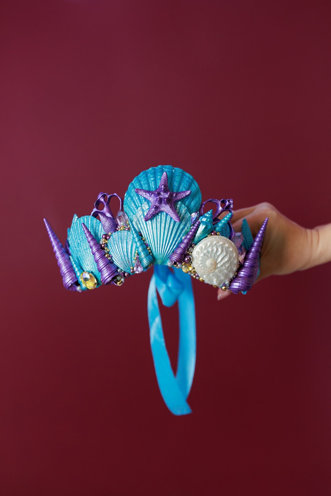 Mermaid Core Crown Adult. Rave Outfit, Photoshoot Shell Crown Siren ...