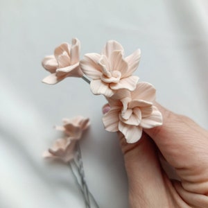 Peach Flower Hair Pins, Bridal Hair Pins, Small Flowers Headpiece ...