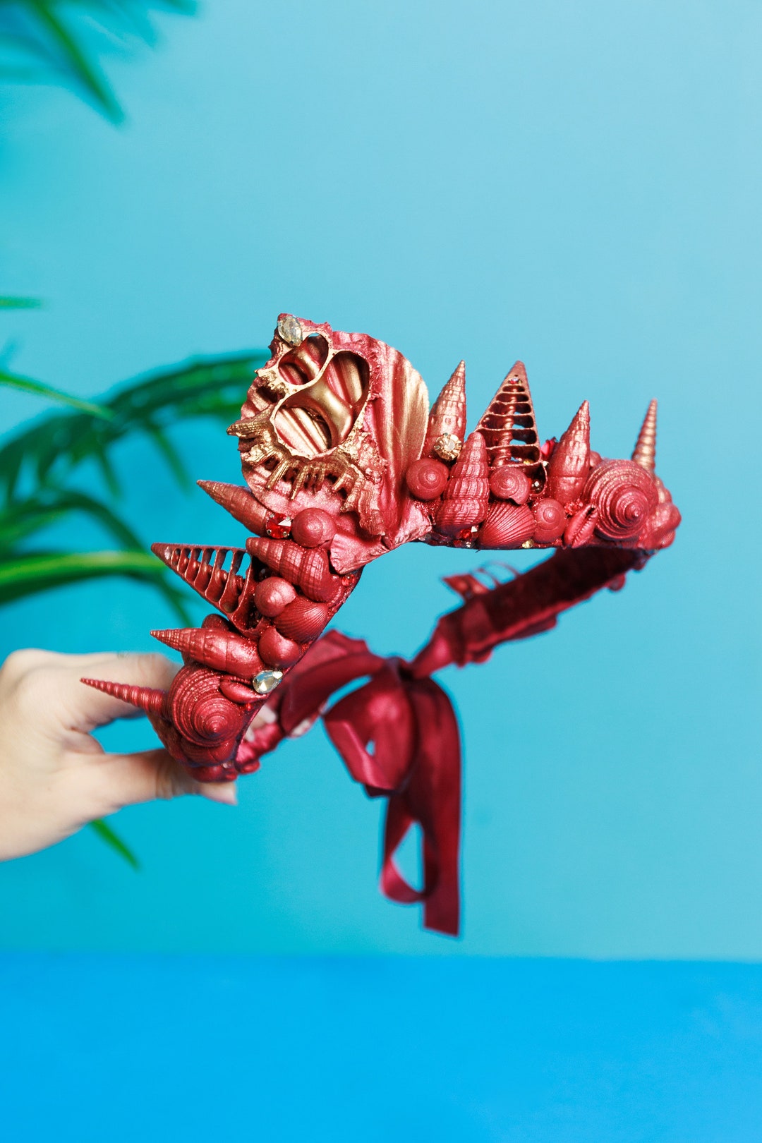 Red Mermaid Crown Festival Outfit Headpiece Sea Shell Crown. Goddess ...