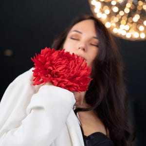 Red Flower Brooch, Large Silk Flower Pin. Chrysanthemum Fabric Flower ...
