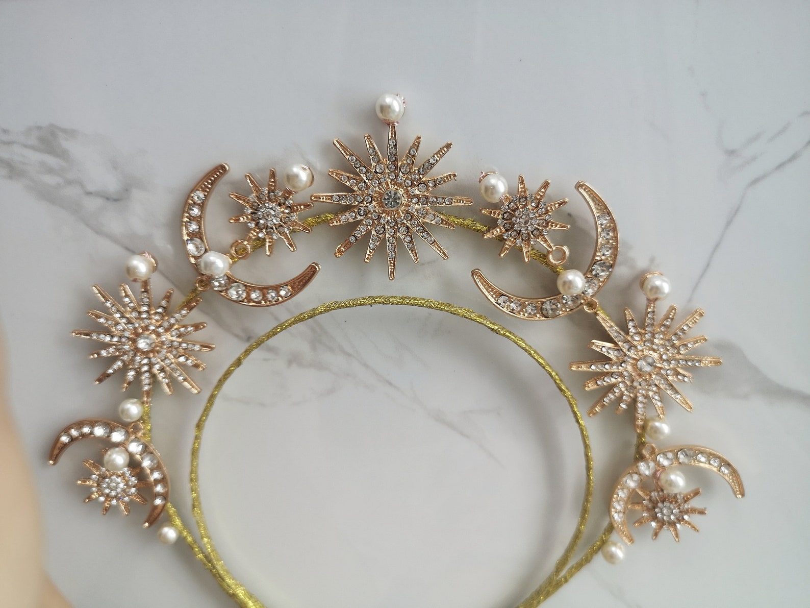 Star Tiara. Celestial Headpiece. Gold Halo Crown. Bridal Moon - Etsy