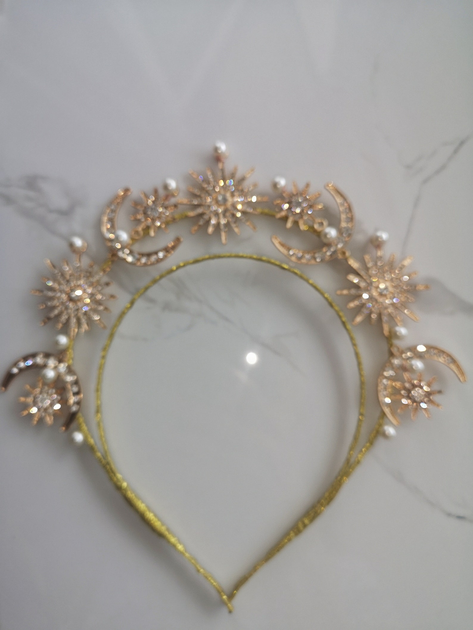 Star Tiara. Celestial Headpiece. Gold Halo Crown. Bridal Moon - Etsy