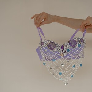Purple Mermaid Bra, Under the Sea. Edc Bra With Net. Custom Seashell ...