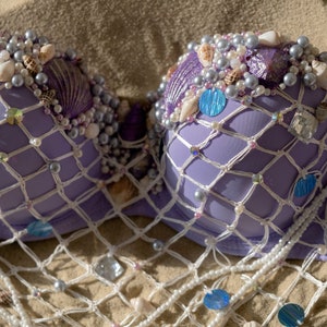 Purple Mermaid Bra, Under the Sea. Edc Bra With Net. Custom Seashell ...
