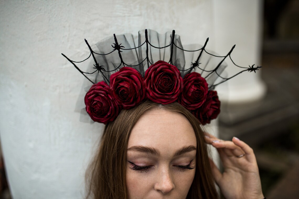Halloween Headband Spider Web Halo Crown. Day of the Dead Headpiece ...