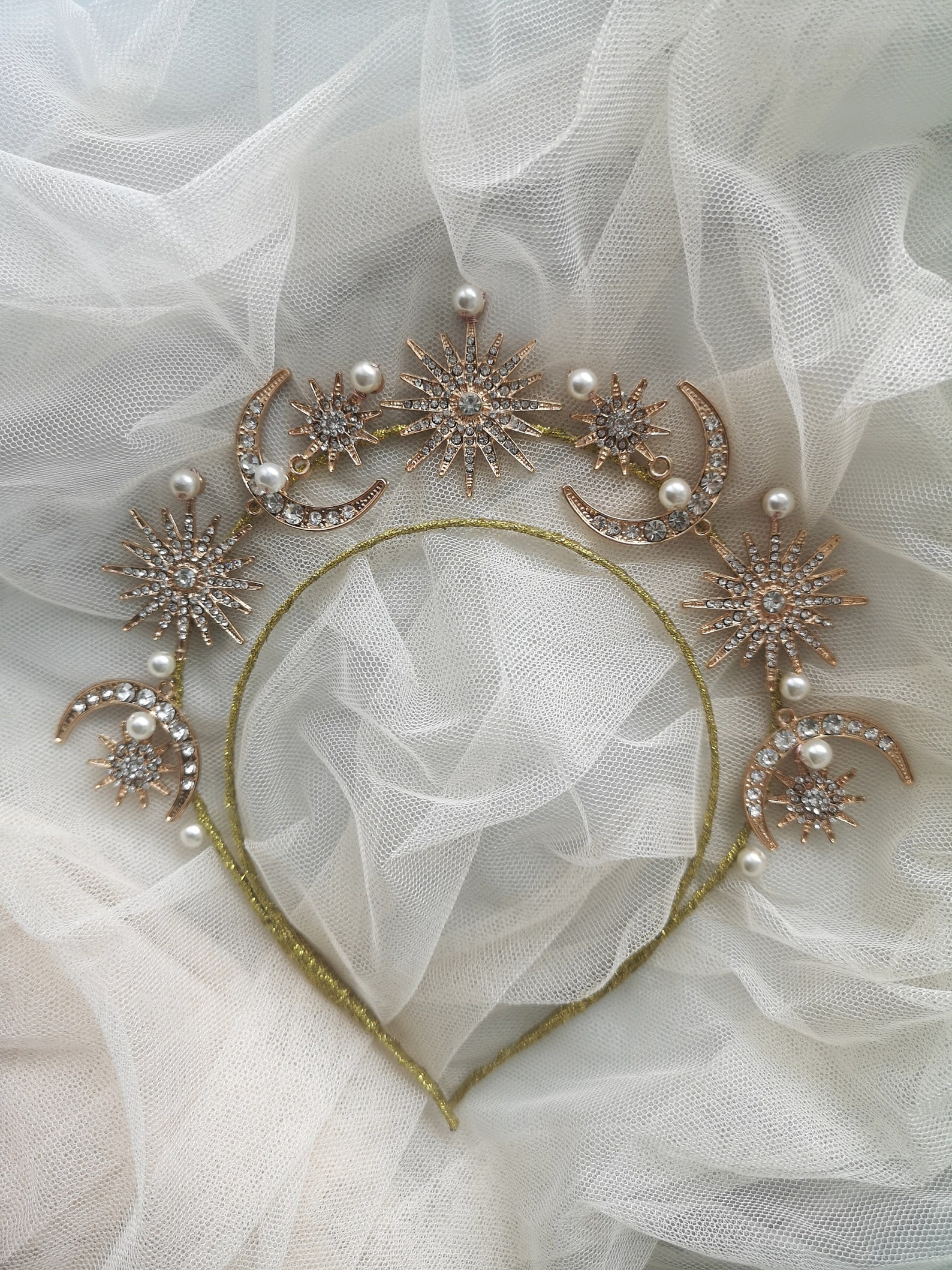 Star Tiara. Celestial Headpiece. Gold Halo Crown. Bridal Moon - Etsy