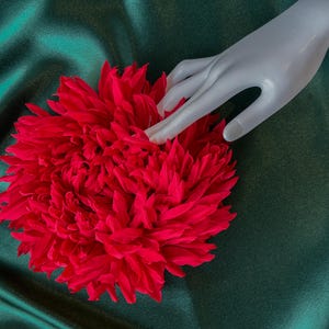 Red Flower Brooch, Large Silk Flower Pin. Chrysanthemum Fabric Flower ...