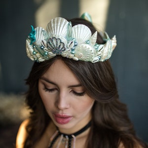 Pearl Mermaid Crown Adult. Iridescent Crystal Crown Siren Costume ...