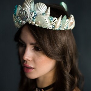 Pearl Mermaid Crown Adult. Iridescent Crystal Crown Siren Costume ...