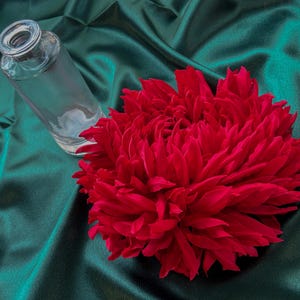Red Flower Brooch, Large Silk Flower Pin. Chrysanthemum Fabric Flower ...