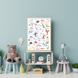 A to Z Sea Animals Watercolor Print | Nursery Art | Playroom Art ...