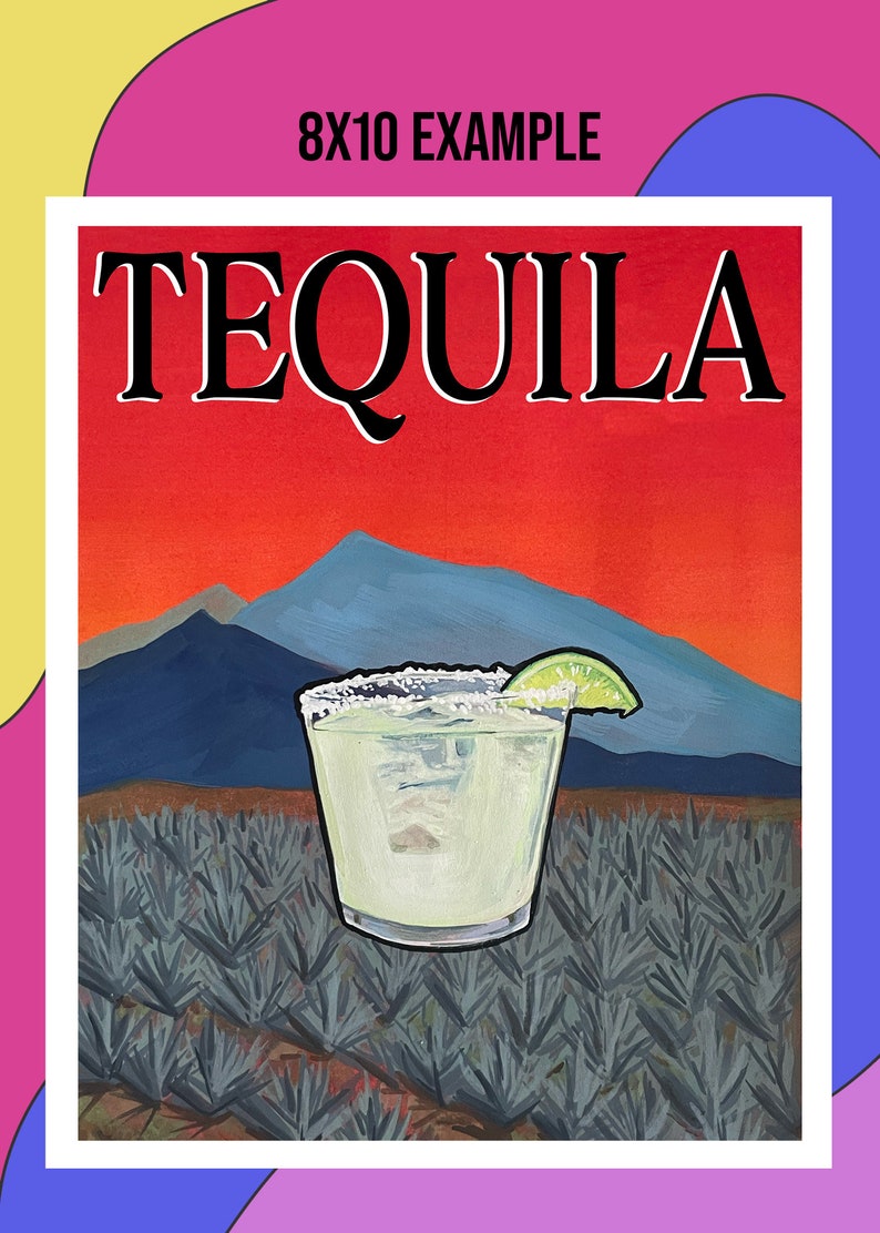 Tequila Art Print Original Painting of a Margarita Over a Field of ...