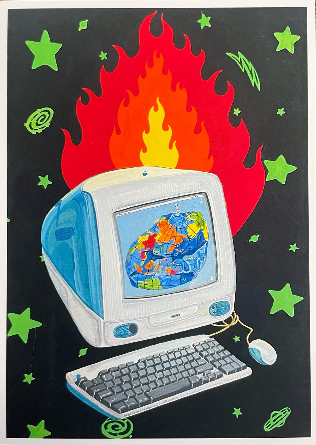 Computer Art Print Original Painting of a Vintage Imac Inflatable Globe ...