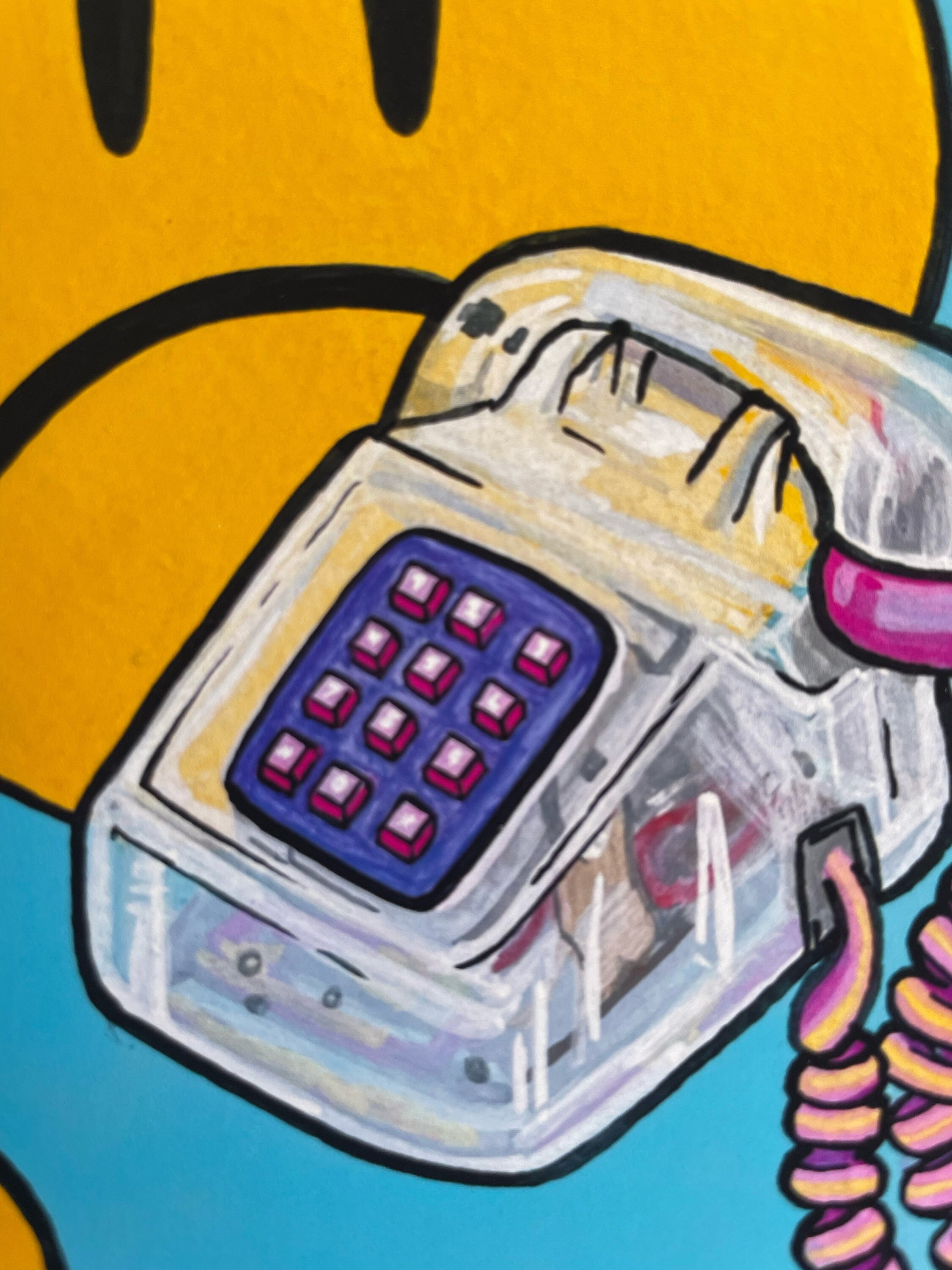 Happy Face Art Print Smiley Face Painting 90s Wall Art Vintage - Etsy