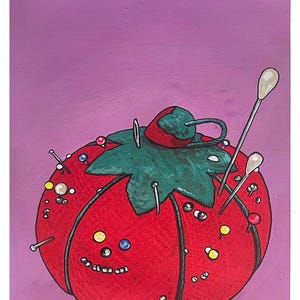 Tomato Pincushion Art Print Original Painting of a Happy Tomato ...
