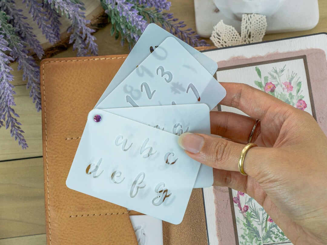 Medium Calligraphy Lowercase Alphabet and Number Stencil Booklet -- ABC ...