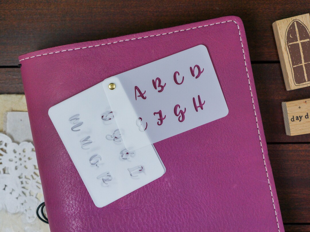 Small Calligraphy Uppercase Alphabet and Number Stencil Booklet -- Bujo ...