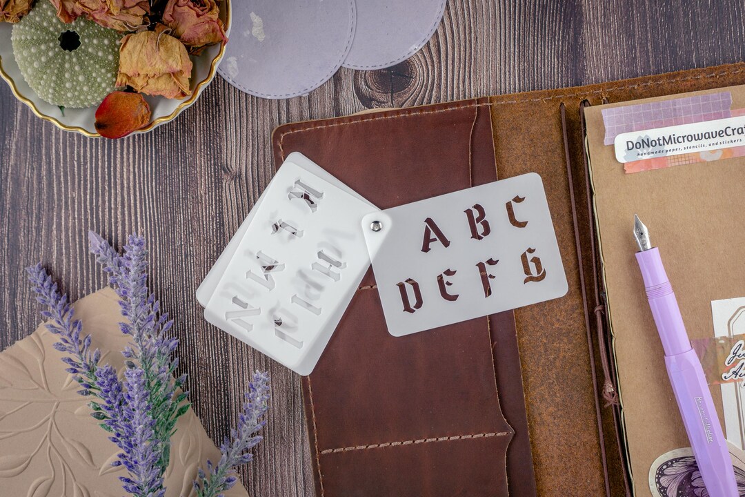 Small Gothic Uppercase Alphabet Stencil Booklet | ABC Bujo Bullet ...