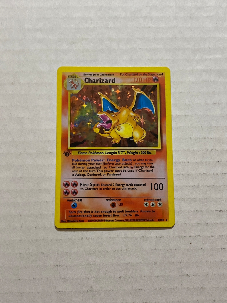 Charizard 1st Edition Base Set Holo / Holographic Reprint - Etsy